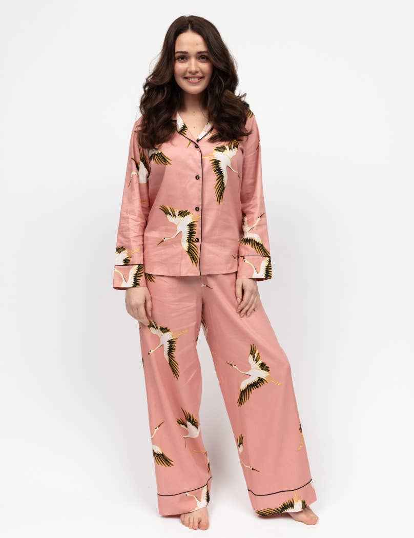 Cyberjammies Bonnie Crane Print Pyjama Set | Women’s Pyjamas UK – Pangolins