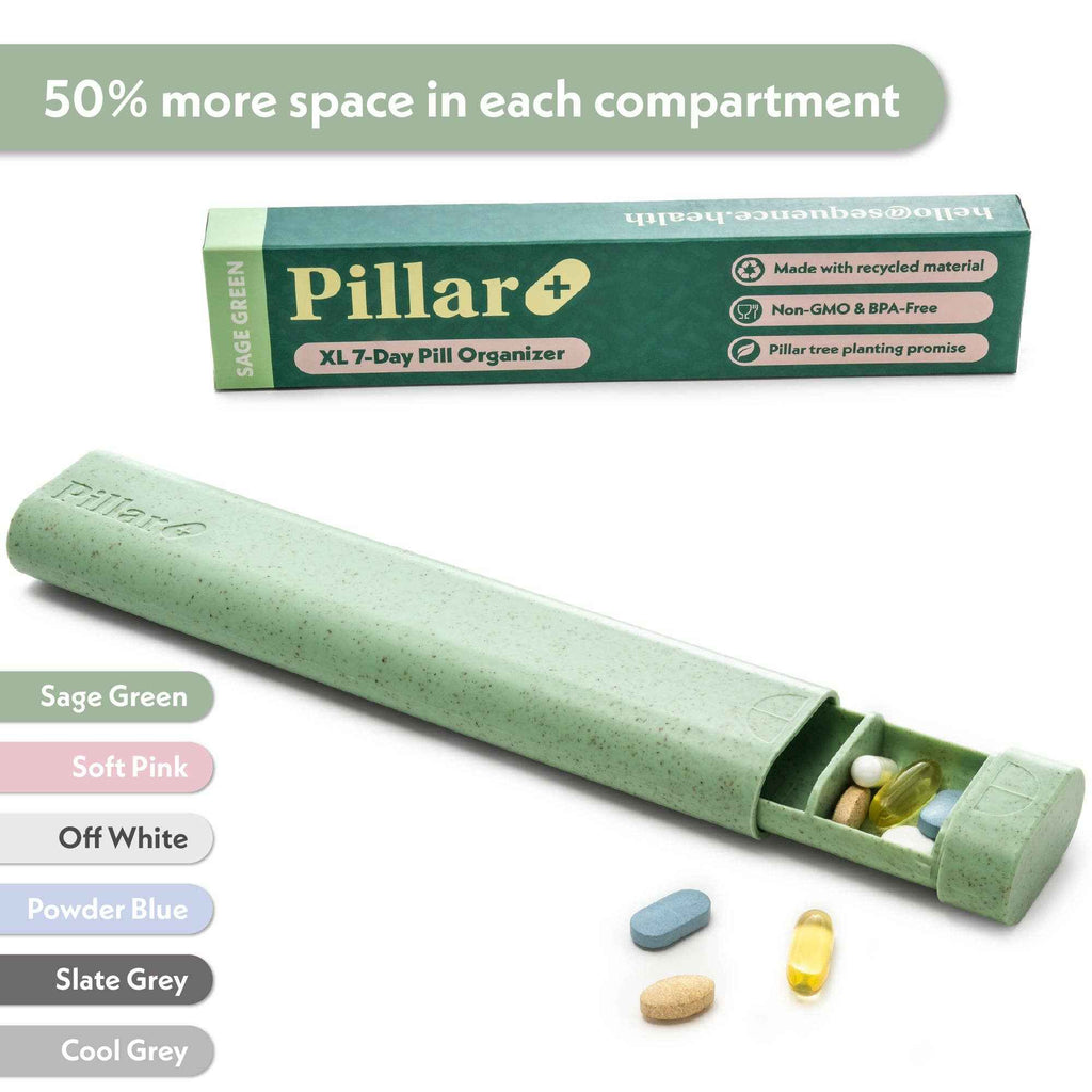 Pillar Plus Pill Organiser |Stylish, eco friendly Weekly Wellness Case ...